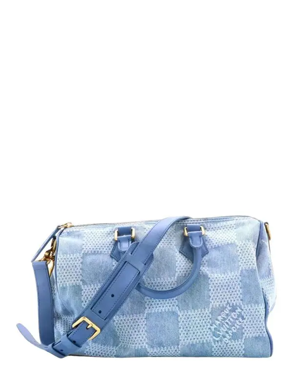 LOUIS VUITTON Speedy Bandouliere Bag 3d Damier Giant Denim 30 Satchel - Blue