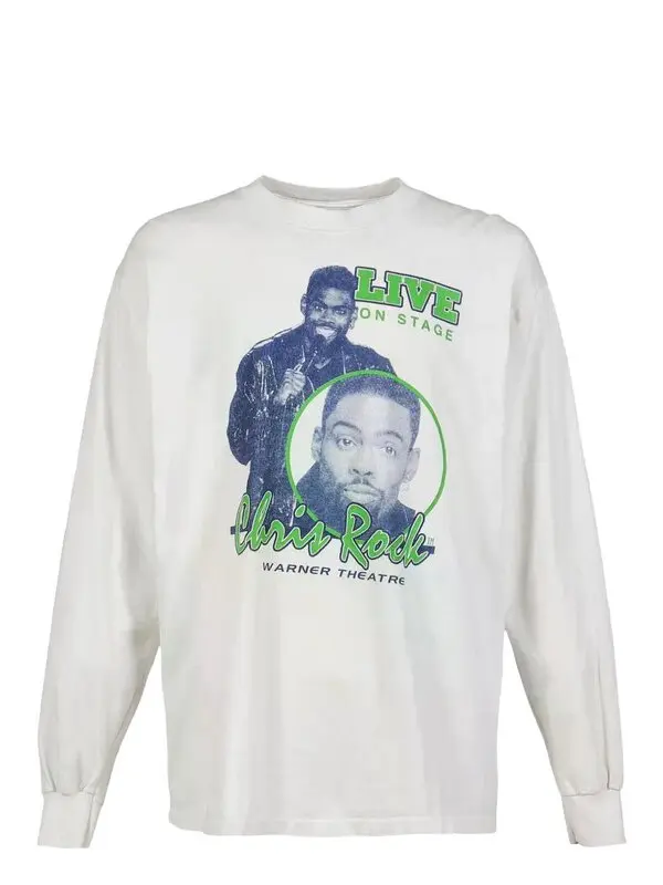 EARTHLING COLLECTIVE Chris Rock Vintage Graphic-print Long-sleeve T-shirt - White