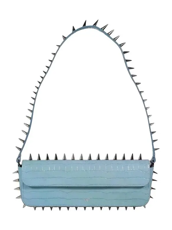 ABRA Spike Crocodile-effect Leather Shoulder Bag - Blue