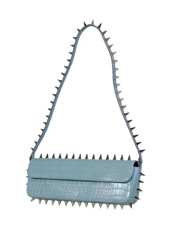 ABRA Spike Crocodile-effect Leather Shoulder Bag - Blue