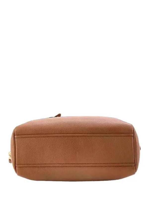 Prada Striped Strap Convertible Bauletto Bag Vitello Phenix Small Satchel - Brown
