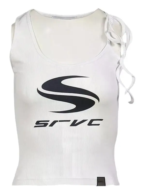 SRVC STUDIO Graphic-print Tie-strap Tank Top - White