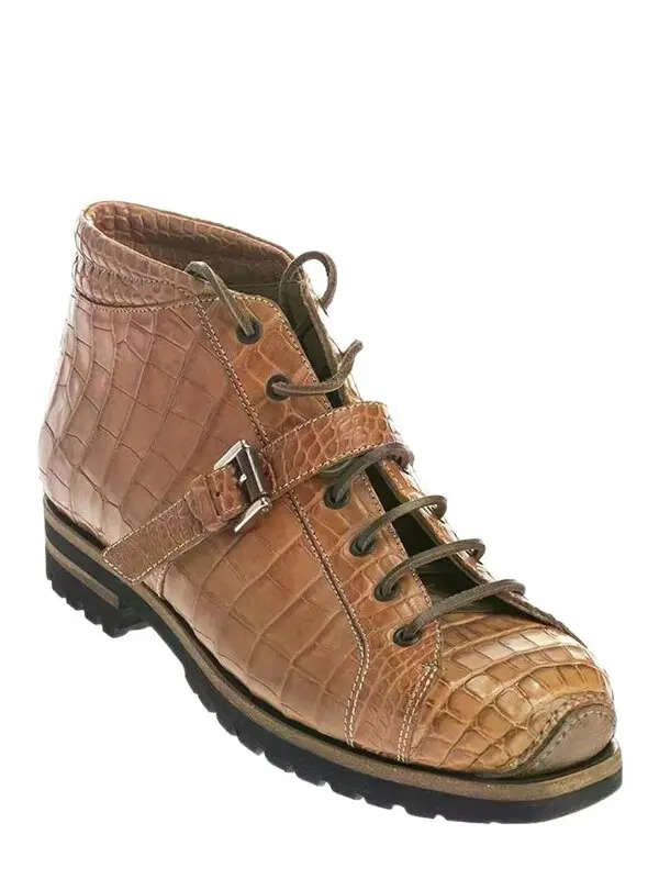 Santoni Croc-effect Buckle-fastening Boots - Brown