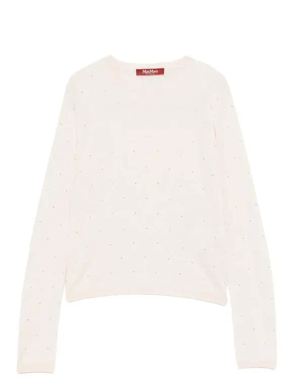 Max Mara Silk And Wool Polka-dot Embellished Top - Cream