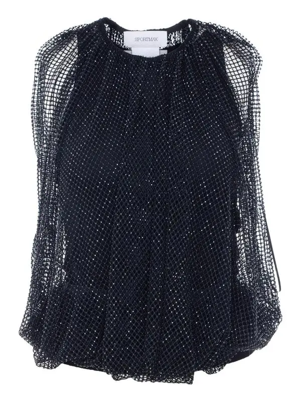 Sportmax Nodo Mesh Top With Crystals - Black