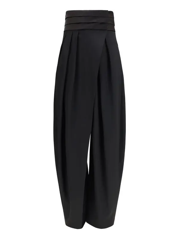 Alaïa Rounded Tuxedo Wool Pants - Black