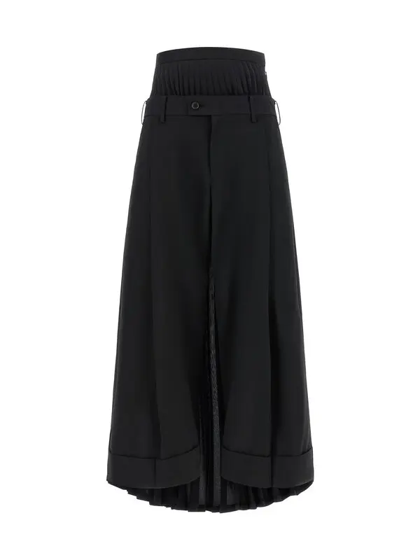 Junya Watanabe Wool Blend Pleated Trousers - Black