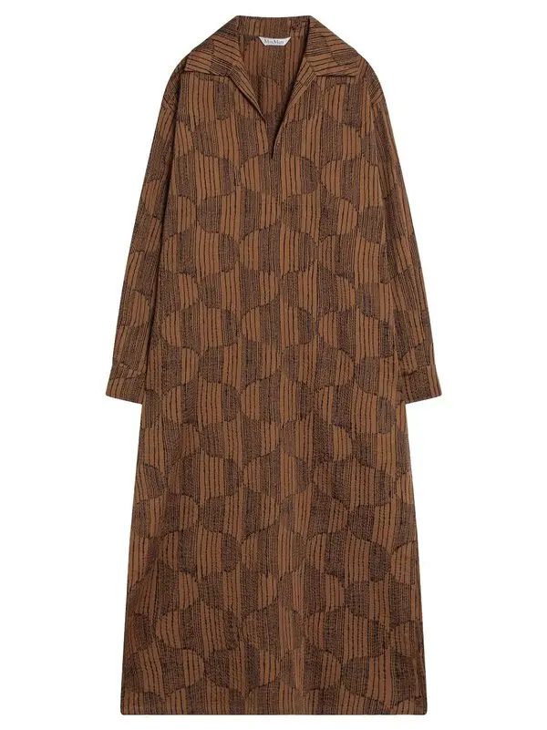 Max Mara Cotton Wave Print Shirt Dress - Cream