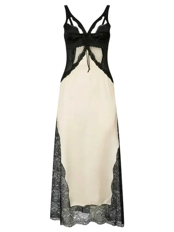 Attico Lace-insert Midi Slip Dress - Multicolor