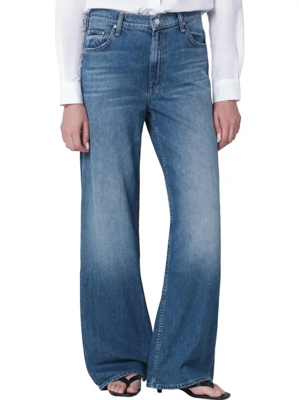 MOTHER Hit Shuffle Washed Wide-leg Jeans - Blue