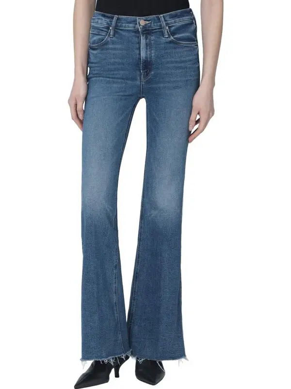 MOTHER Doozy Sneak Frayed Flared Jeans - Blue