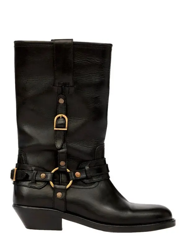 Isabel Marant Étoile Heiko Leather Boots With Straps - Black