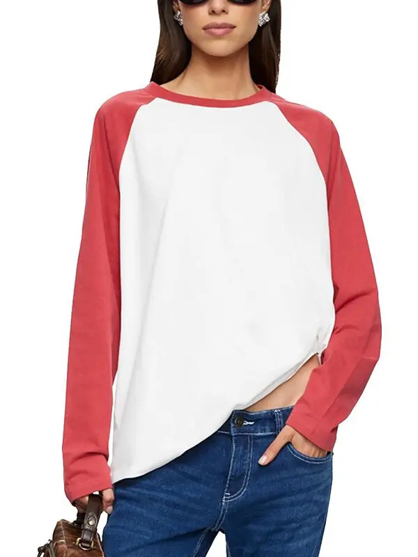 Lioness Kravitz Cotton Blend Baseball Tee - Crimson