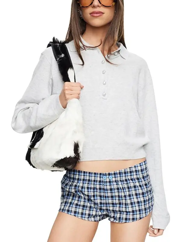 Lioness Coco Knit Button Placket Top - Dove