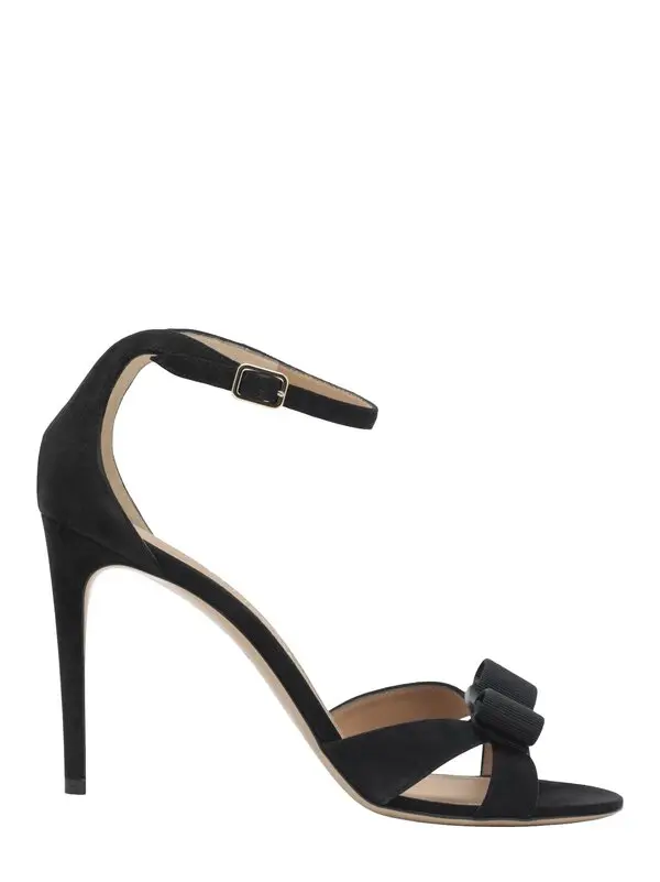 FERRAGAMO Vara Bow Suede Sandal - Black