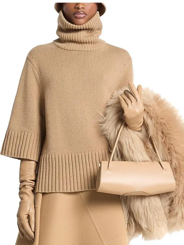 Michael Kors Cashmere Funnel Neck Top - Fawn