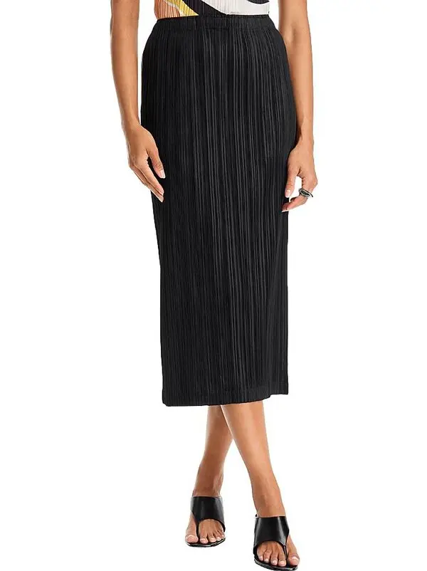 Issey Miyake Pleated Midi Skirt - Black