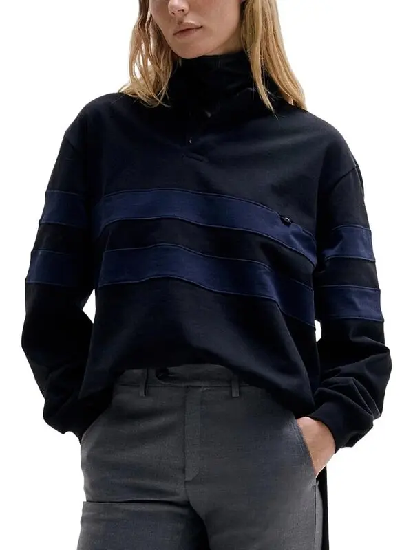 DARKPARK Jill Striped Rugby Polo - Black
