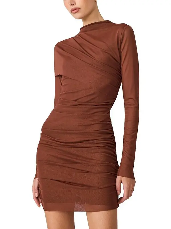 Steve Madden Catrina Draped Bodycon Dress - Cinnamon