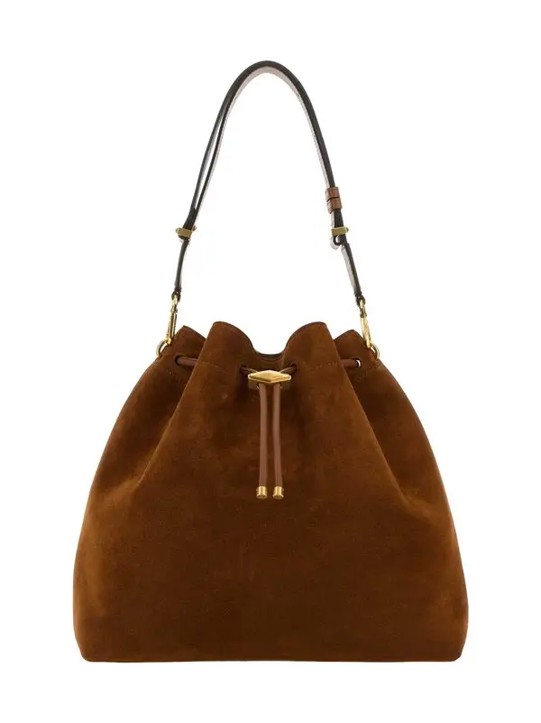 JIMMY CHOO Suede Bon Bon Bucket Bag - Brown