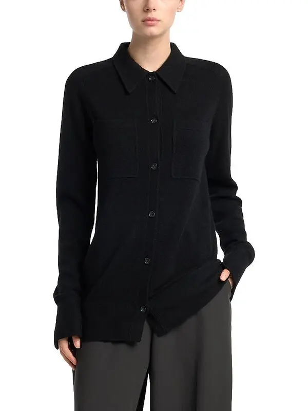 TOTEME Cashmere Button Front Shirt - Black