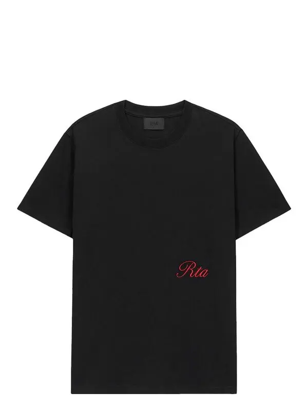 RtA Liam Script Short Sleeve Cotton Tee - Black Nif Script