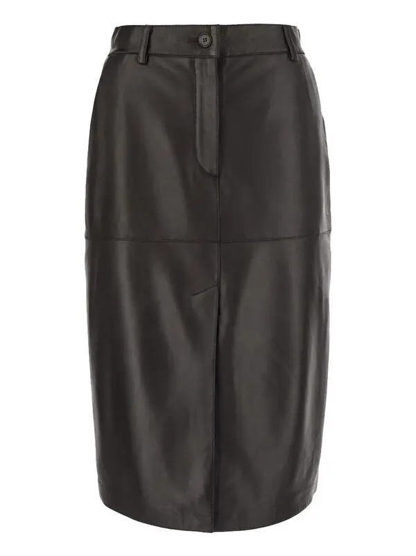 PAROSH Leather Trousers - Brown