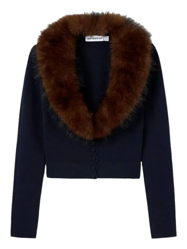 SELF-PORTRAIT Shearling Cardigan - Blue