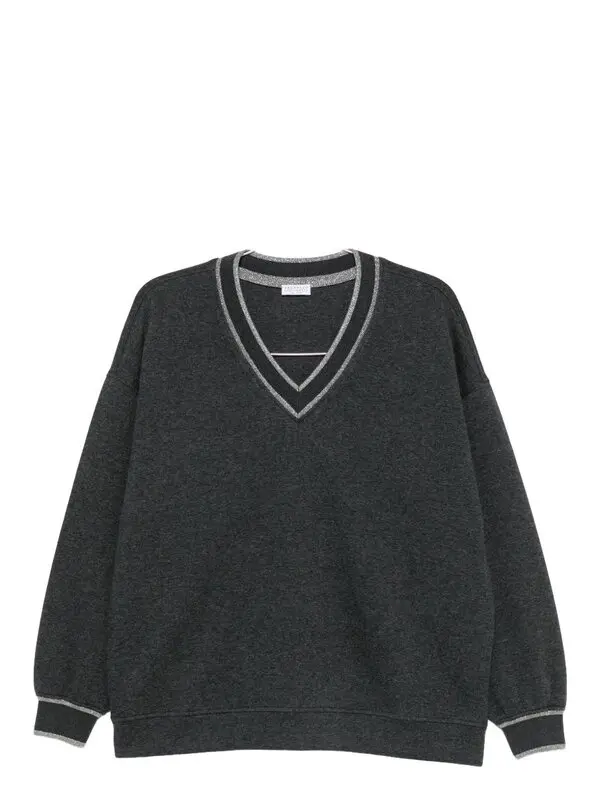 Brunello Cucinelli Cotton V-necked Sweater - Grey