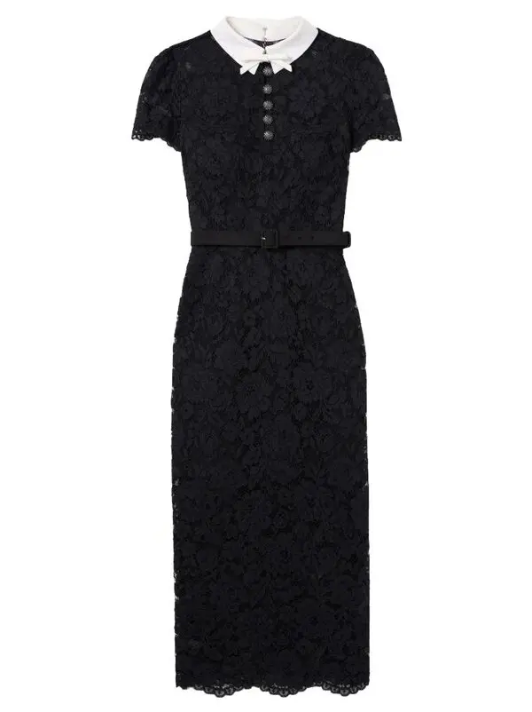 SELF-PORTRAIT Lace Long Dress - Black