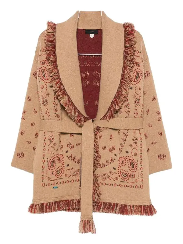 Alanui Bandana Cashmere Cardigan - Beige