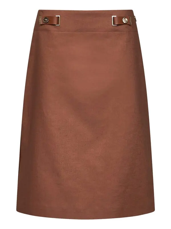 Fendi Linen And Cotton Midi Skirt - Multicolor
