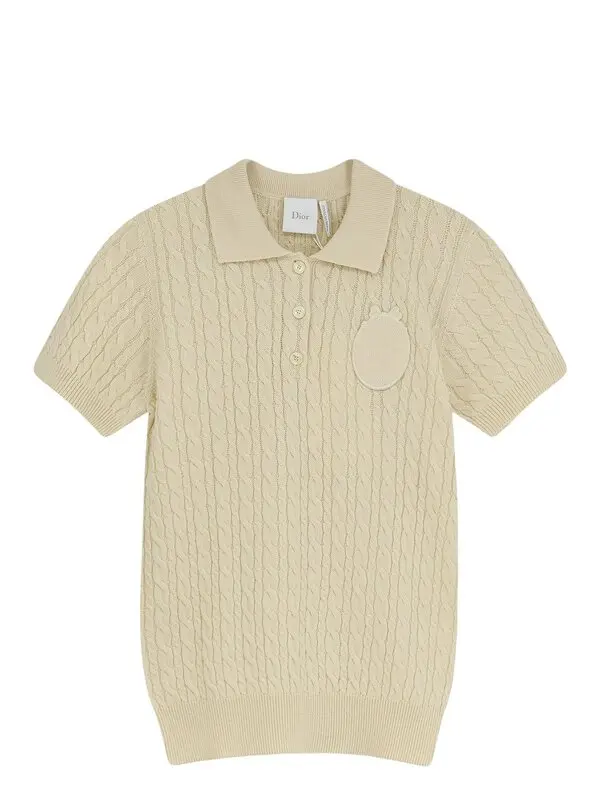 Dior Wool And Cotton Blend Short Sleeve Sweater With Embroidered Logo - Multicolor