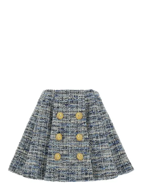 Balmain Tweed Skirt - Blue