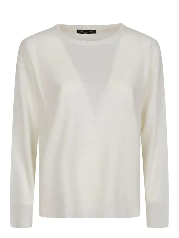 Fabiana Filippi Wool Crewneck Sweater - White