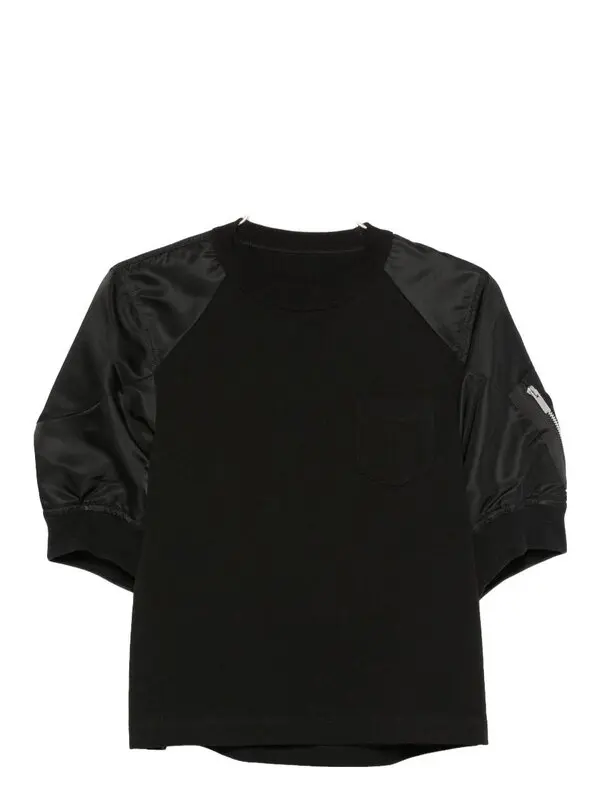 Sacai Cotton And Nylon T-shirt - Black
