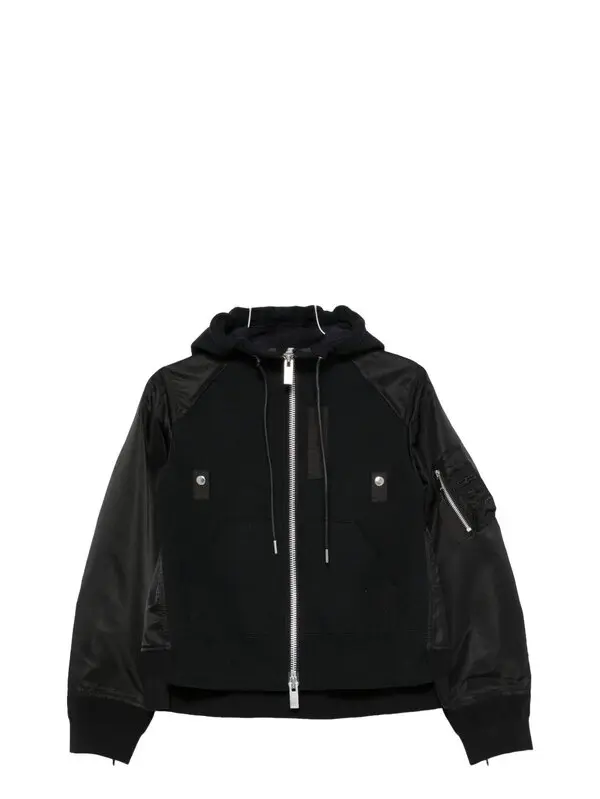 Sacai Cotton Blend Paneled Hoodie - Black