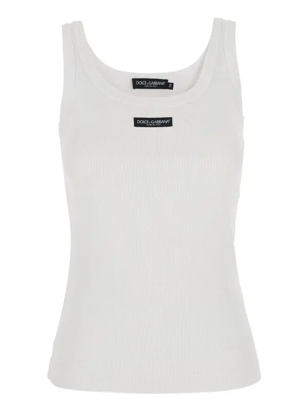 Dolce & Gabbana Logo Cotton Tank Top - White