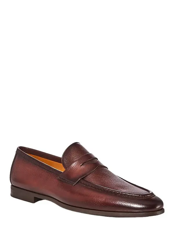 Magnanni Hafiz Textured Leather Loafers - Red