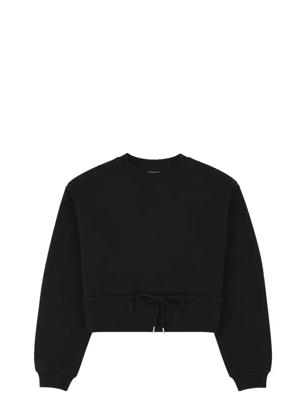 Dries Van Noten Felpa Cropped Con Coulisse - Black