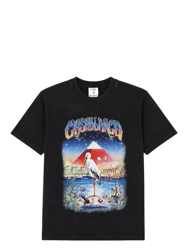 Casablanca T-shirt Oversize Con Stampa "egypt - Black