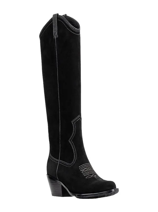 DONALD PLINER Leather Suede Western Boots - Black