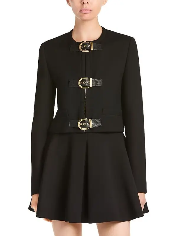 Versace Wool Buckle Front Jacket - Black