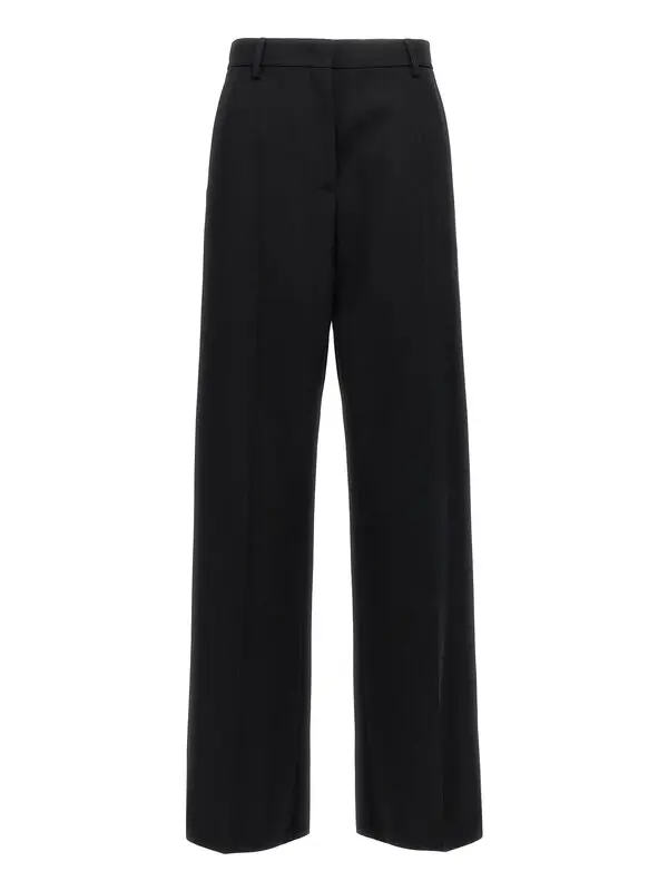 Valentino Garavani Solid Grisaille Wool Trousers - Black