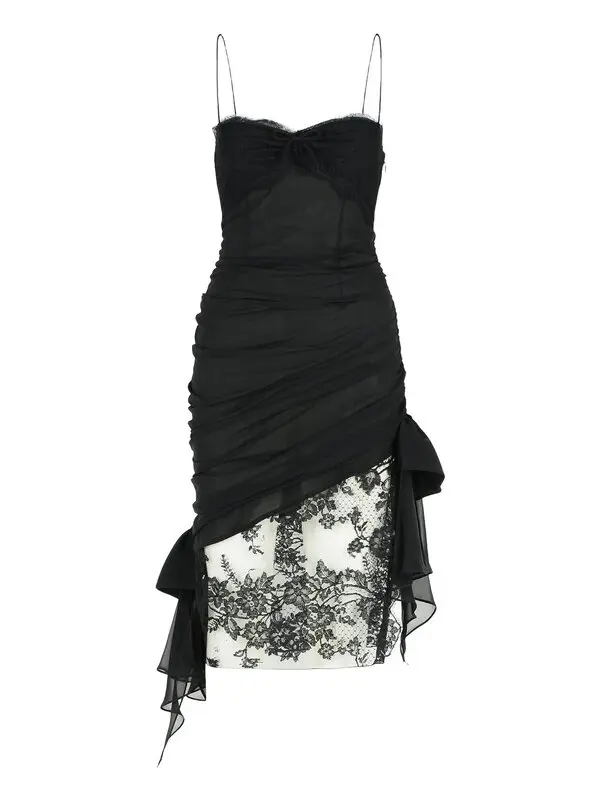 Alessandra Rich Silk Mini Dress - Black