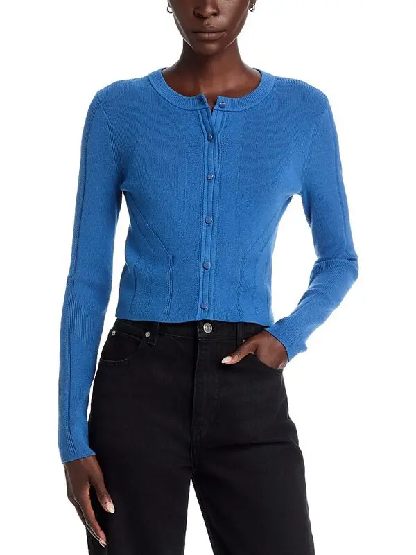 TOCCIN Vicki Pointelle Cropped Cardigan - Ocean