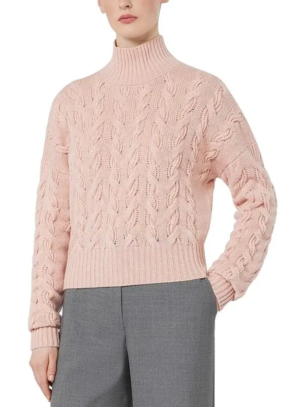 Max Mara Mstcosmo Wool And Cashmere High Neck Sweater - Pink