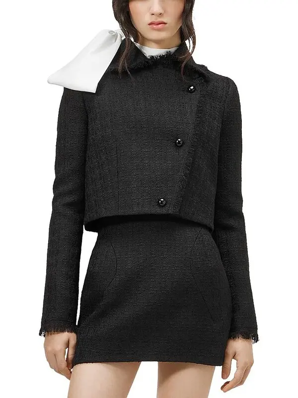 Alexander McQueen Wool-blend Light Tweed Jacket - Black