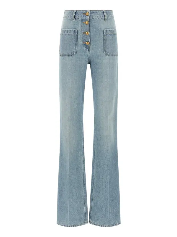 Valentino Garavani High Waist Cotton Denim Jeans - Blue