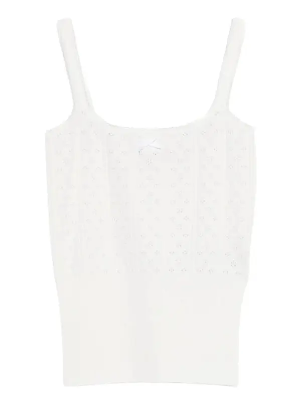JW Anderson Pointelle Knit Bow Detail Tank Top - White